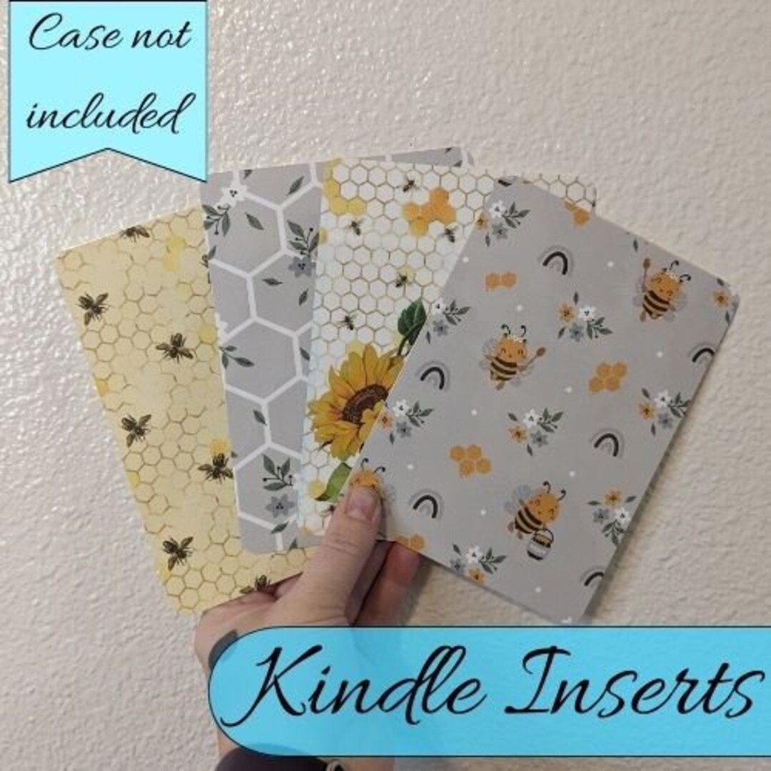 Honey Bee Sun Flower Kindle Case Inserts E-reader Case Insert Handmade Book Gift Cardstock E ...