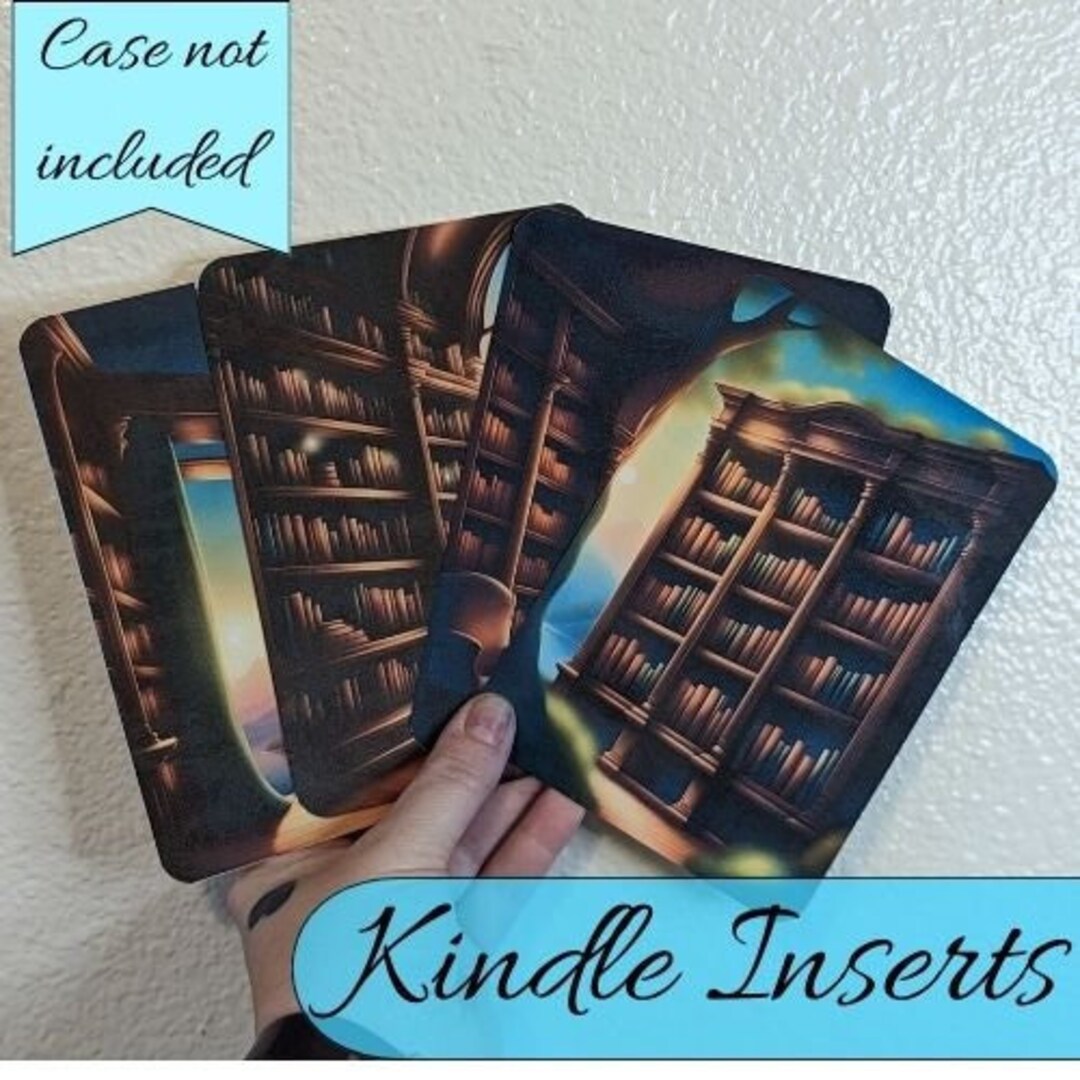 Discontinuing Bookcase Library Books Kindle Case Inserts E-reader Case Insert Handmade Book Gift ...