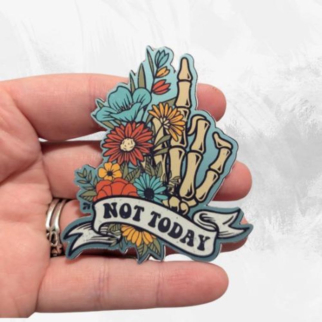 Skeleton Middle Finger Inspirational Flower Floral Stickers Bookish ...