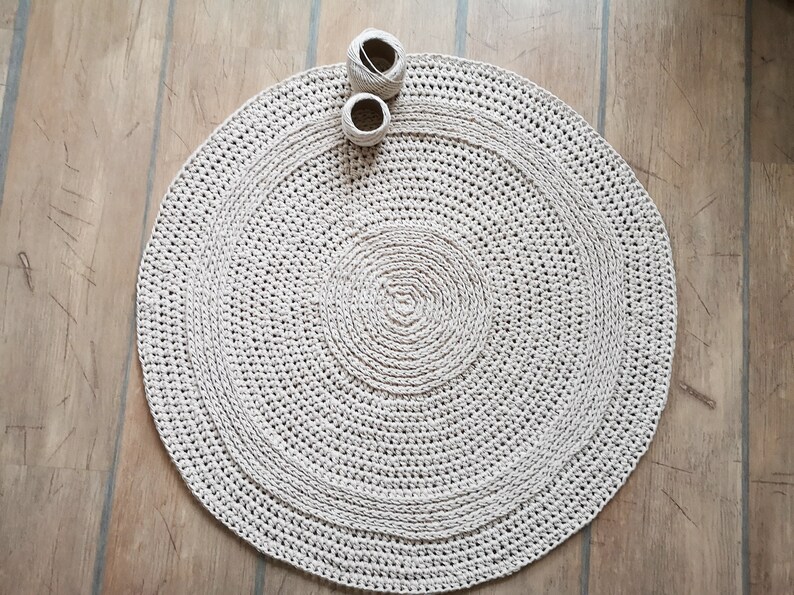 Natural Round Rug Crochet Modern Floor Mat Rope Decor - Etsy