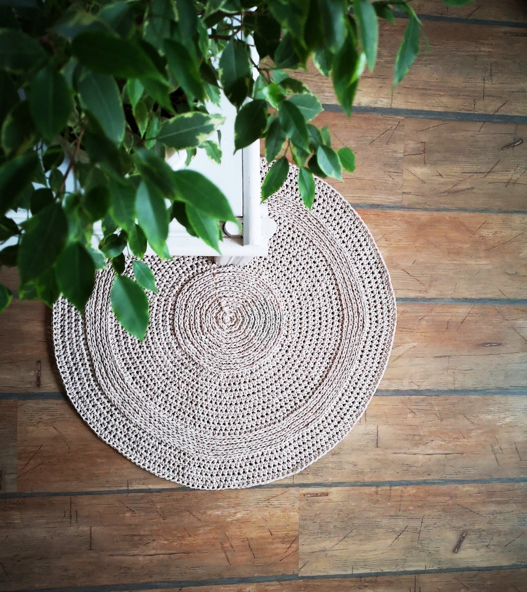 Natural Round Rug Crochet Modern Floor Mat Rope Decor - Etsy