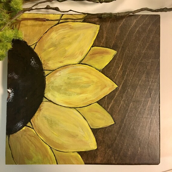 Wooden Wall Plaque Featuring Sunflower | Etsy