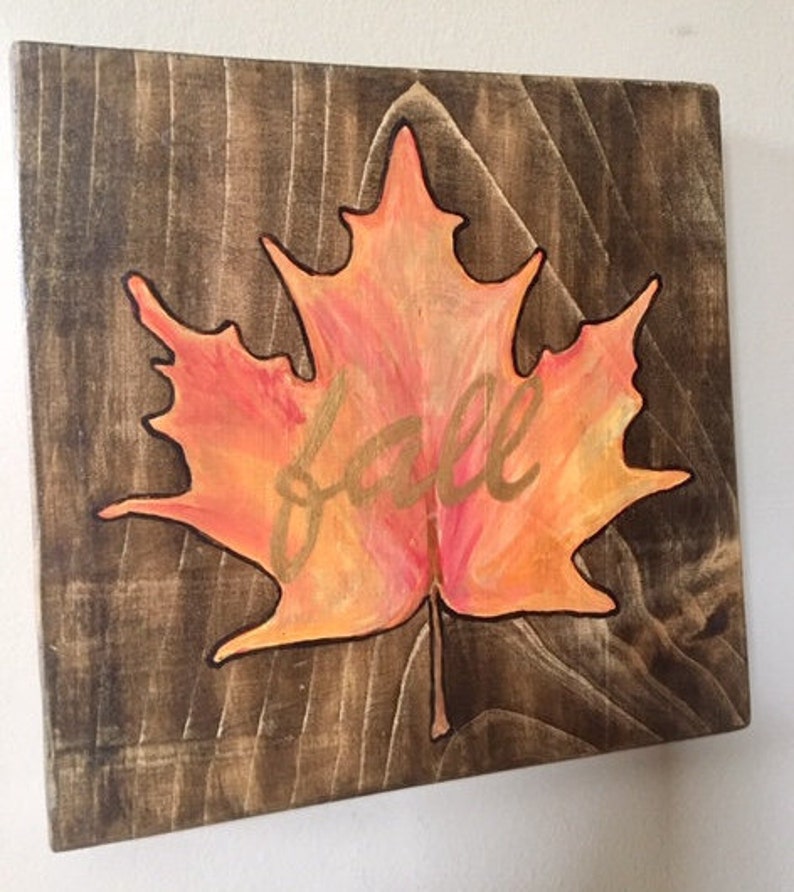 Wooden Wall Signs Featuring Fall Oak and Maple Leaves - Etsy