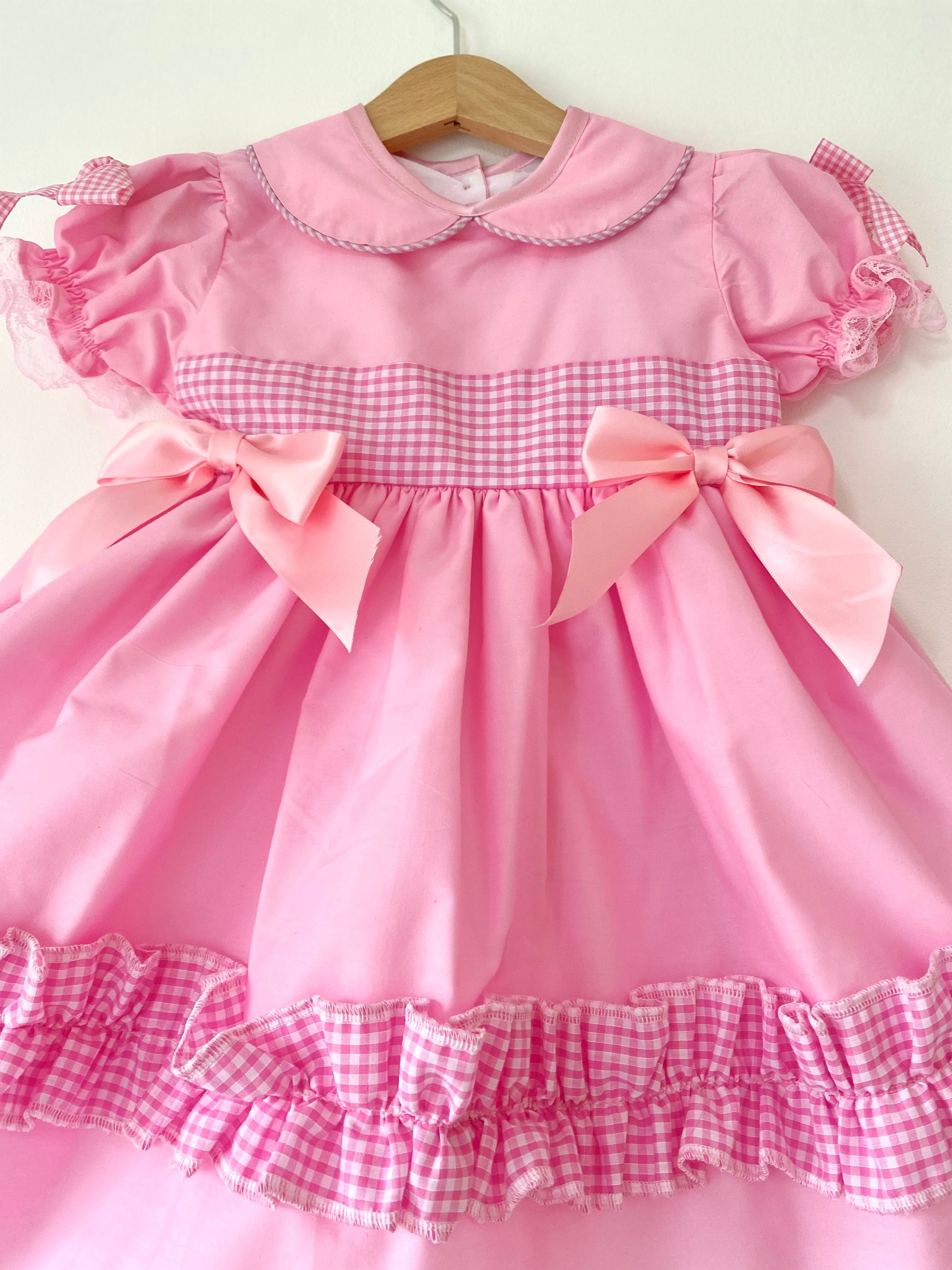 Beautiful pink frilly gingham dress | Etsy