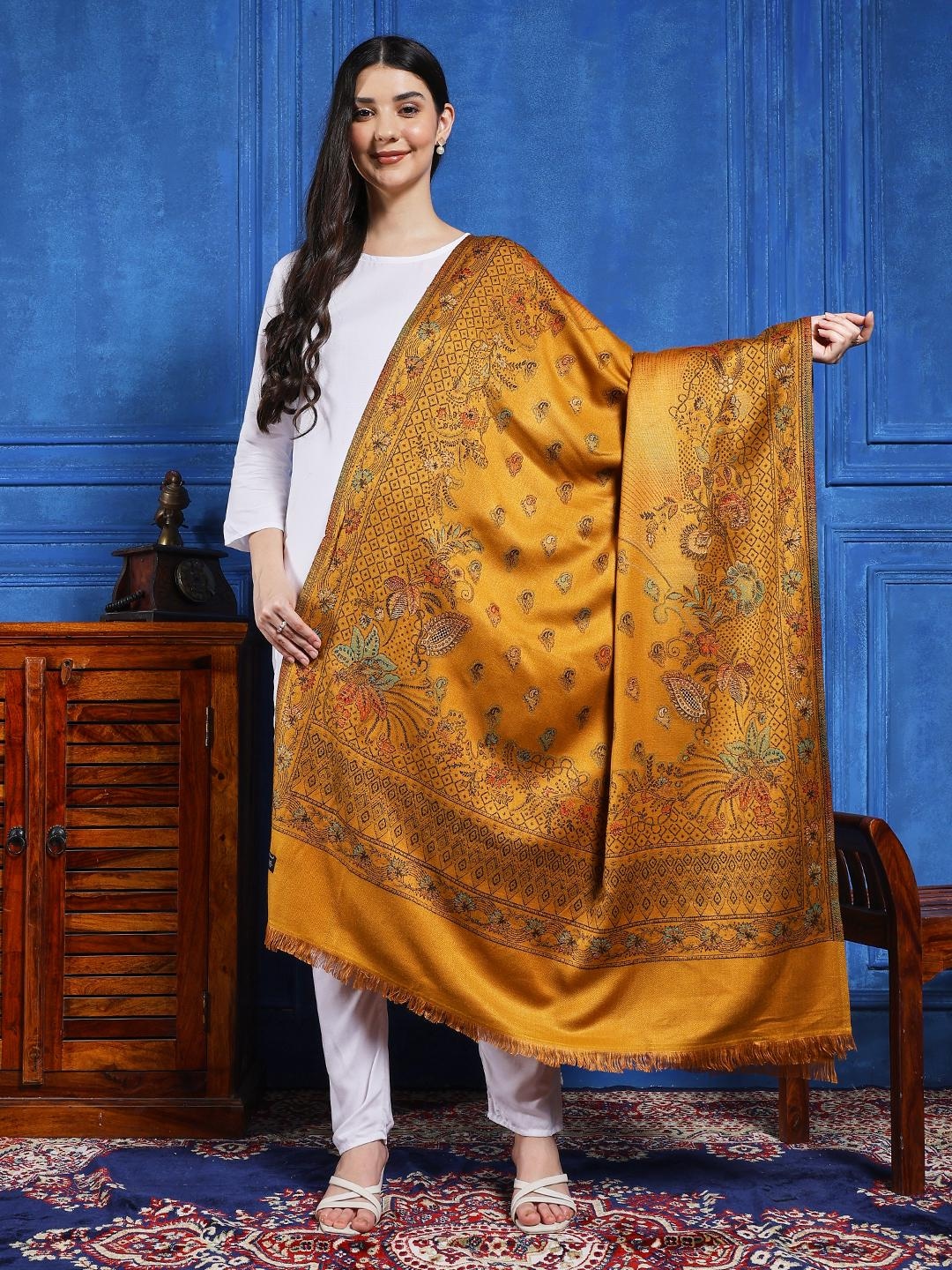 Luxury Kashmiri Pashmina Shawl: Jacquard Woven Wrap (40x80") - Etsy