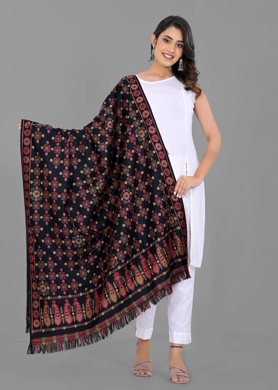 Indian Reversible Kullu Decor Shawl, Best Gift for Mom Dad Meditation ...