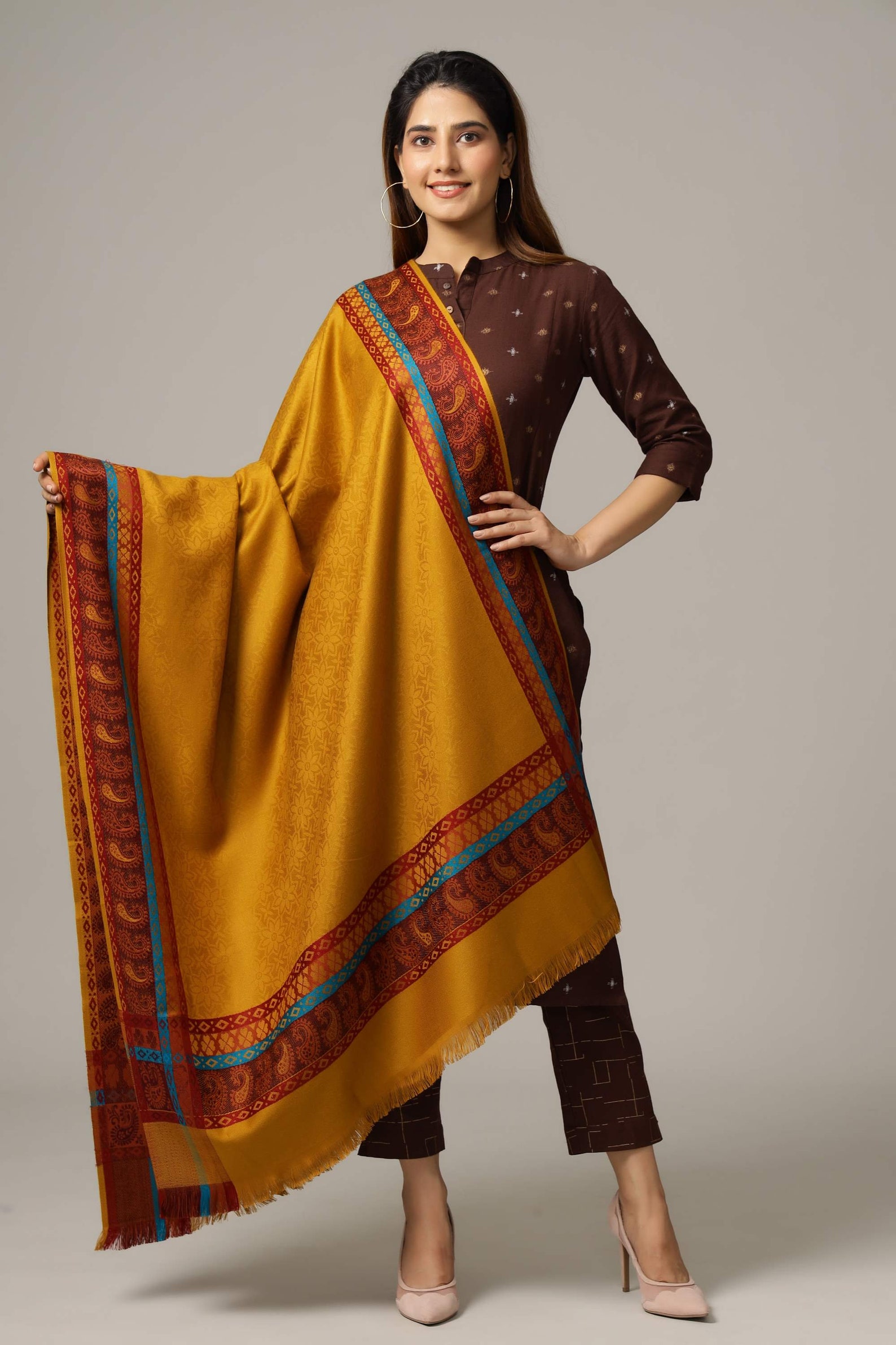 Indian Wool Shawl, Designer Shawl, Handmade Shawl, Fashionable Wool ...