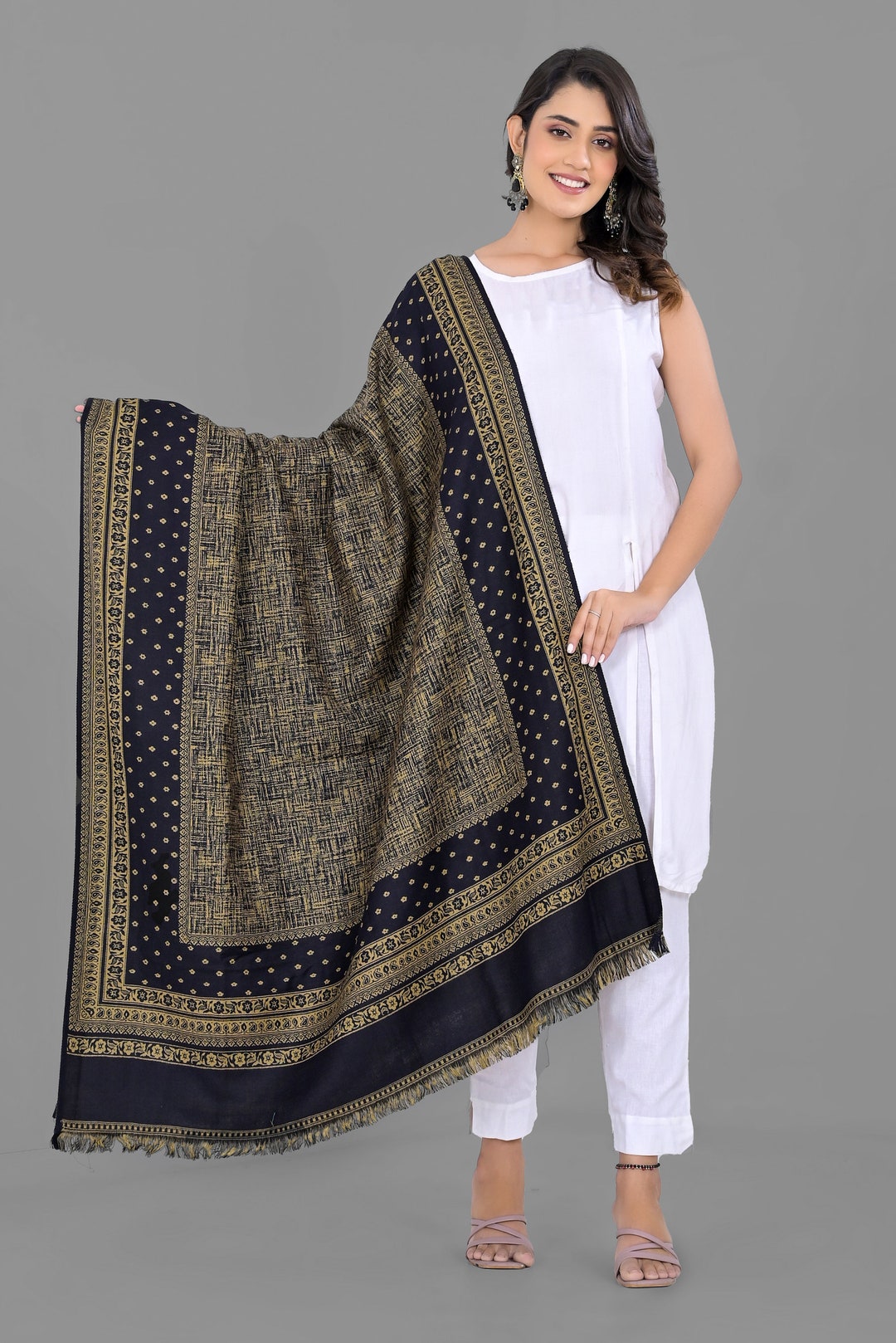 Indian Shawl, Soft Luxury Long Winter Blanket, Handmade Meditation ...