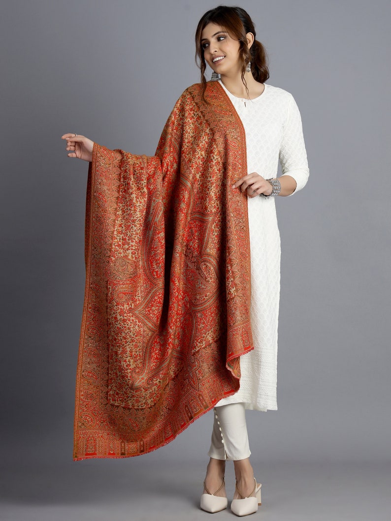 Pashmina Shawl, Jamawar Shawl India, Indian Yak Wool Scarf Wrap, Unisex ...