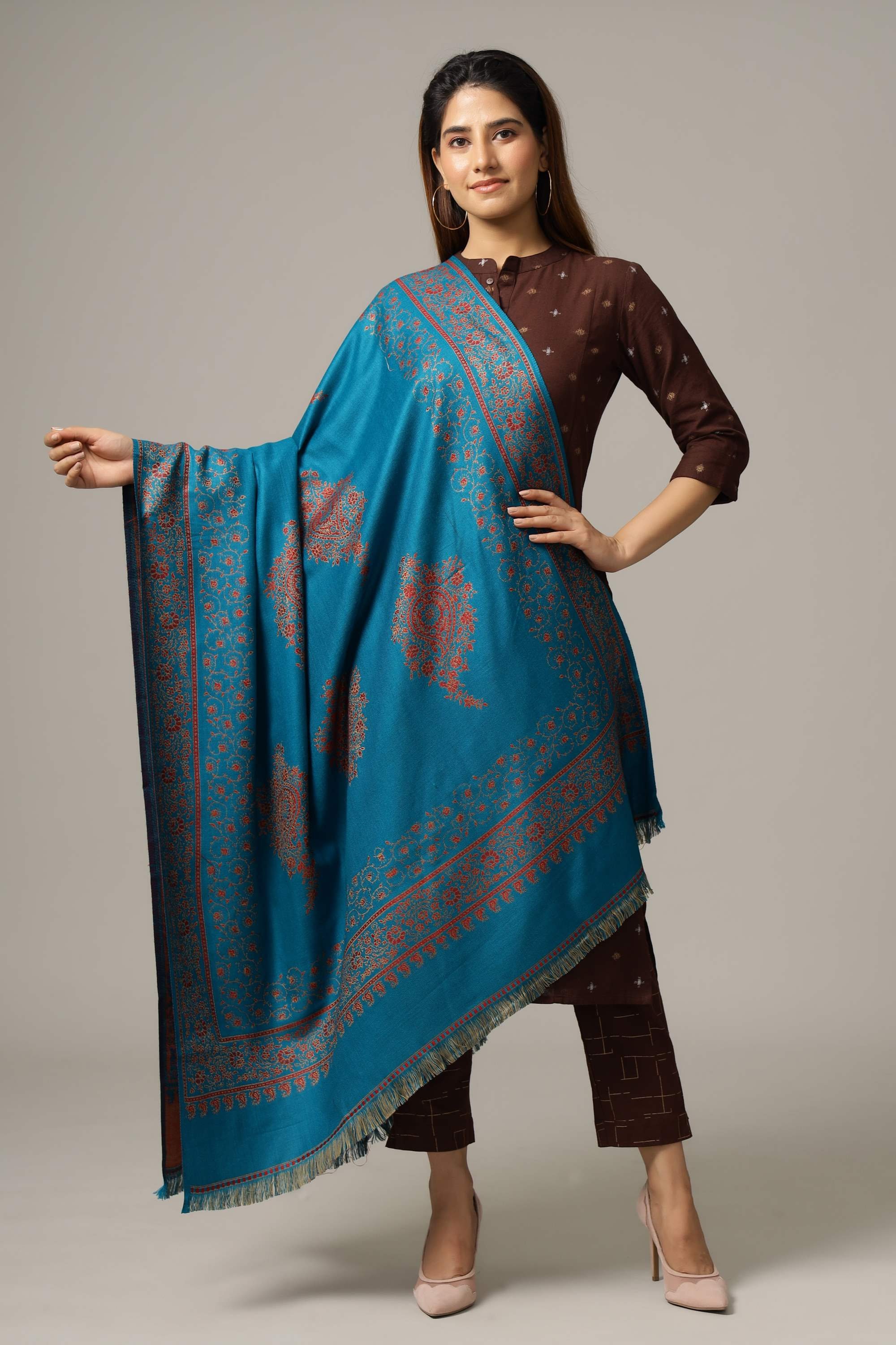 Indian Wool Shawl, Designer Shawl, Handmade Shawl, Fashionable Wool ...