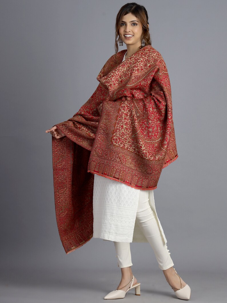 Pashmina Shawl, Jamawar Shawl India, Indian Yak Wool Scarf Wrap, Unisex ...