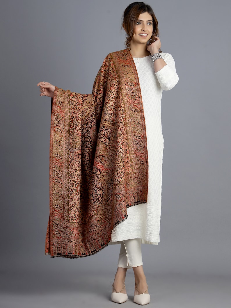 Pashmina Shawl, Jamawar Shawl India, Indian Yak Wool Scarf Wrap, Unisex ...