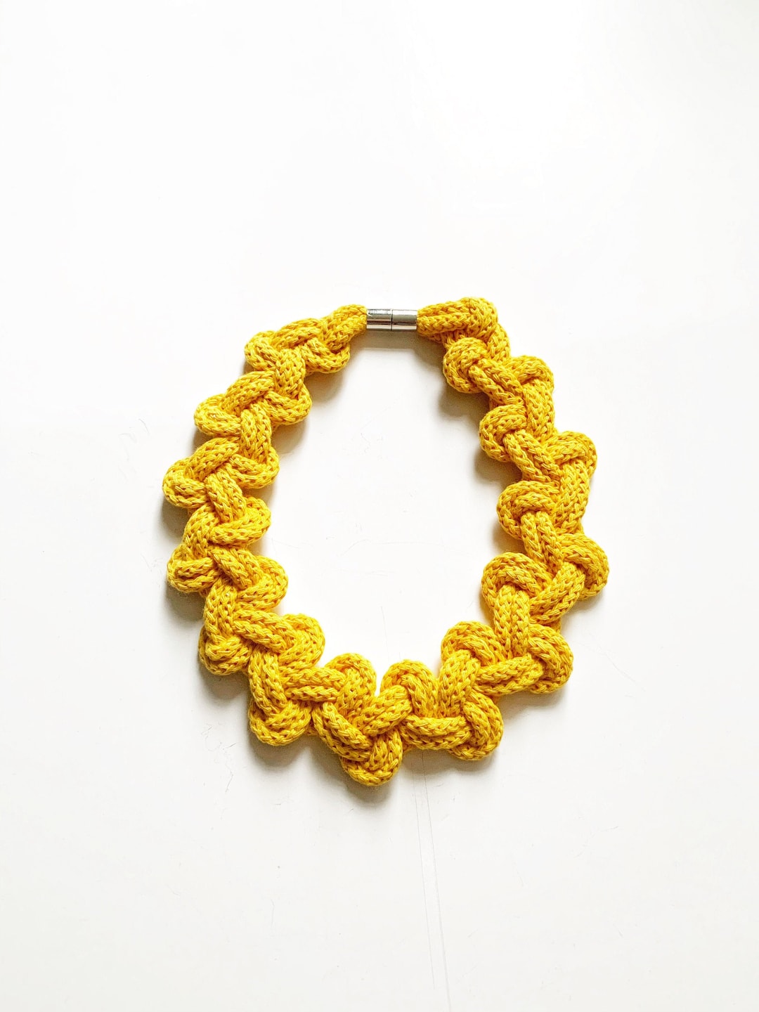 Bright Yellow Cotton Rope Necklace • Gifts for Women • Soft Cotton ...