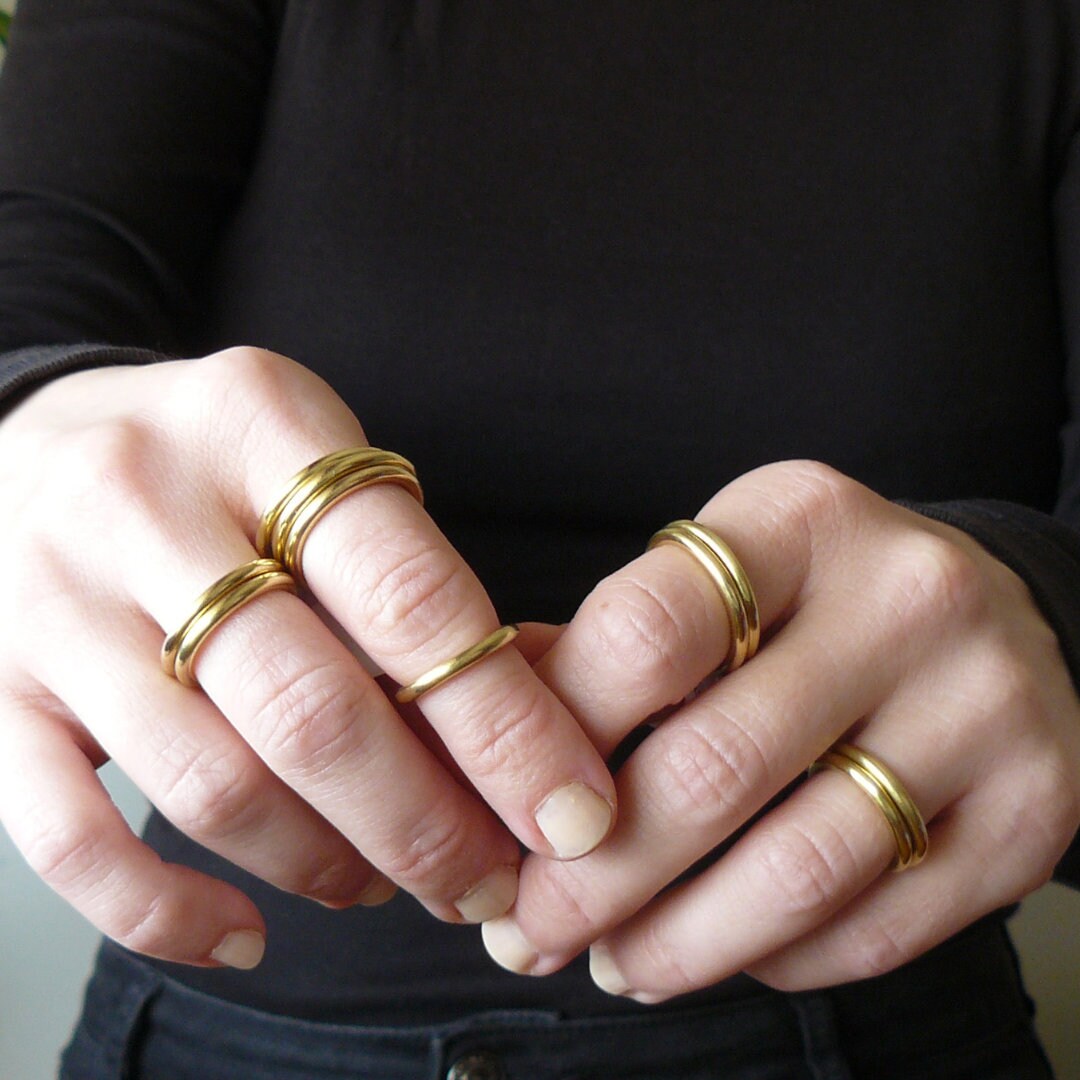 Simple Stacking Rings. Stack Brass Rings. Handmade Jewelry. Woman ...