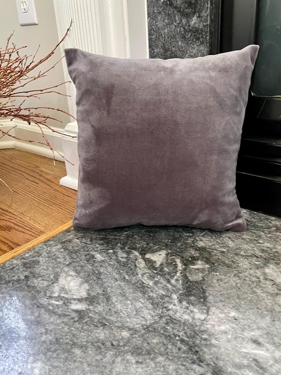 Luxury Grey Velvet Throw Pillow Cover - Soft, Reversible, Handmade ...