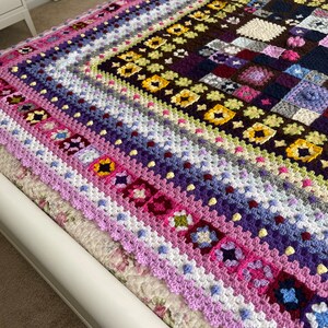 Afghan Blanket, Crochet Blanket, Handmade Afghan Queen Size Granny ...