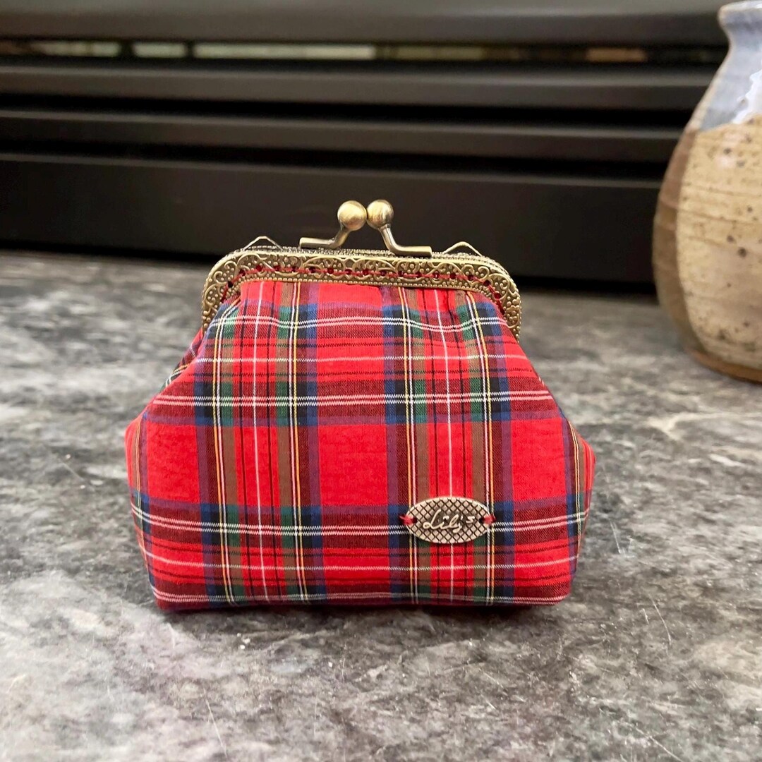 Handmade Red Plaid Coin Purse – Retro Kiss Lock Mini Pouch - Etsy