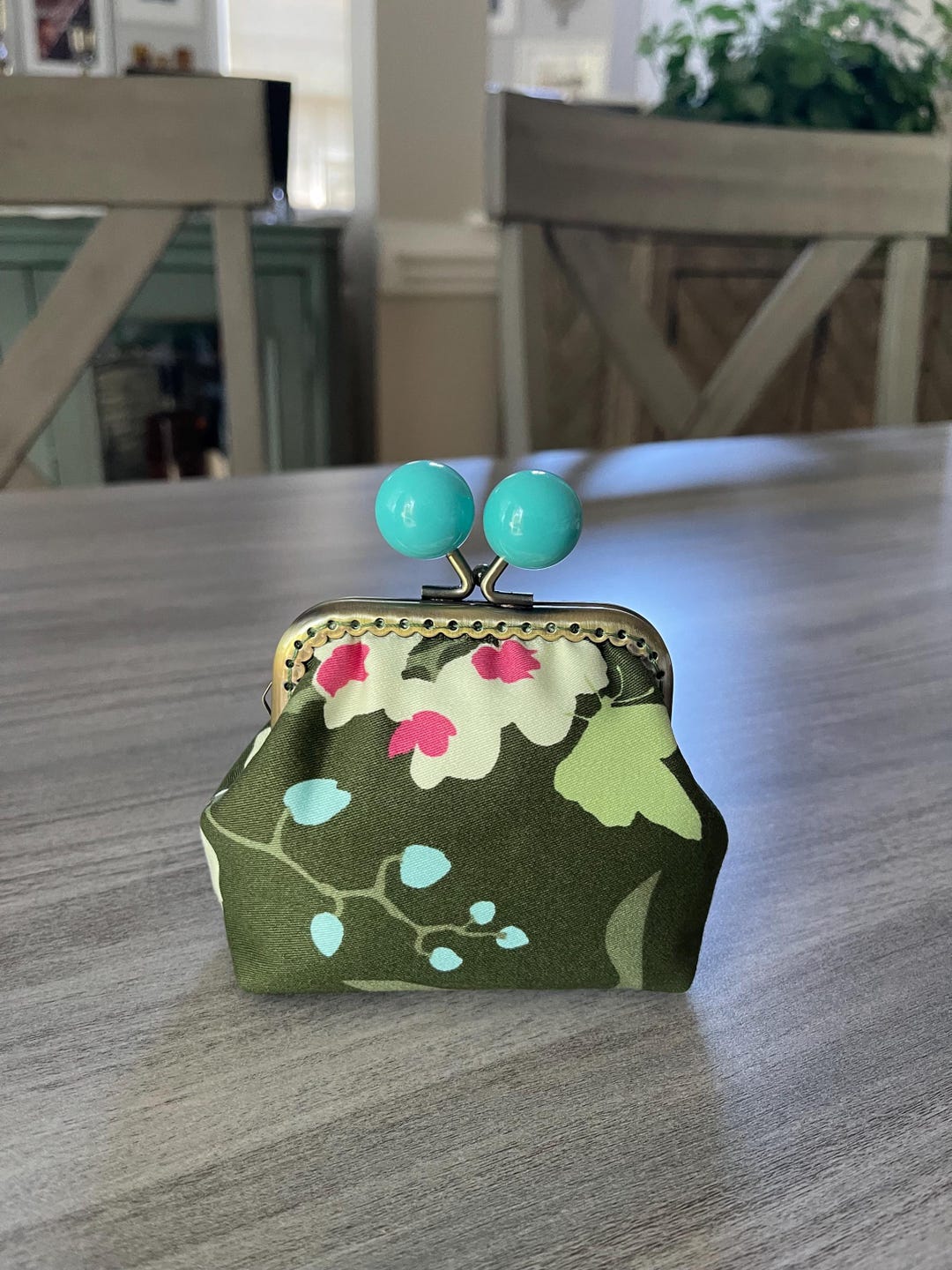 Mini Kiss Lock Purse With Flowers Pattern Cotton Fabric | Retro Style ...