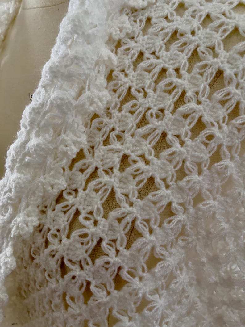 Handmade White Crochet Wedding Shawl | Lightweight Bridal Wrap With ...