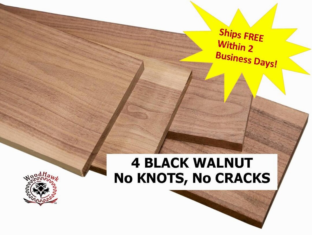 4 BLACK WALNUT 3/4" X 3" X 36" Lumber Wood Boards Kiln Dry DIY Shelf ...