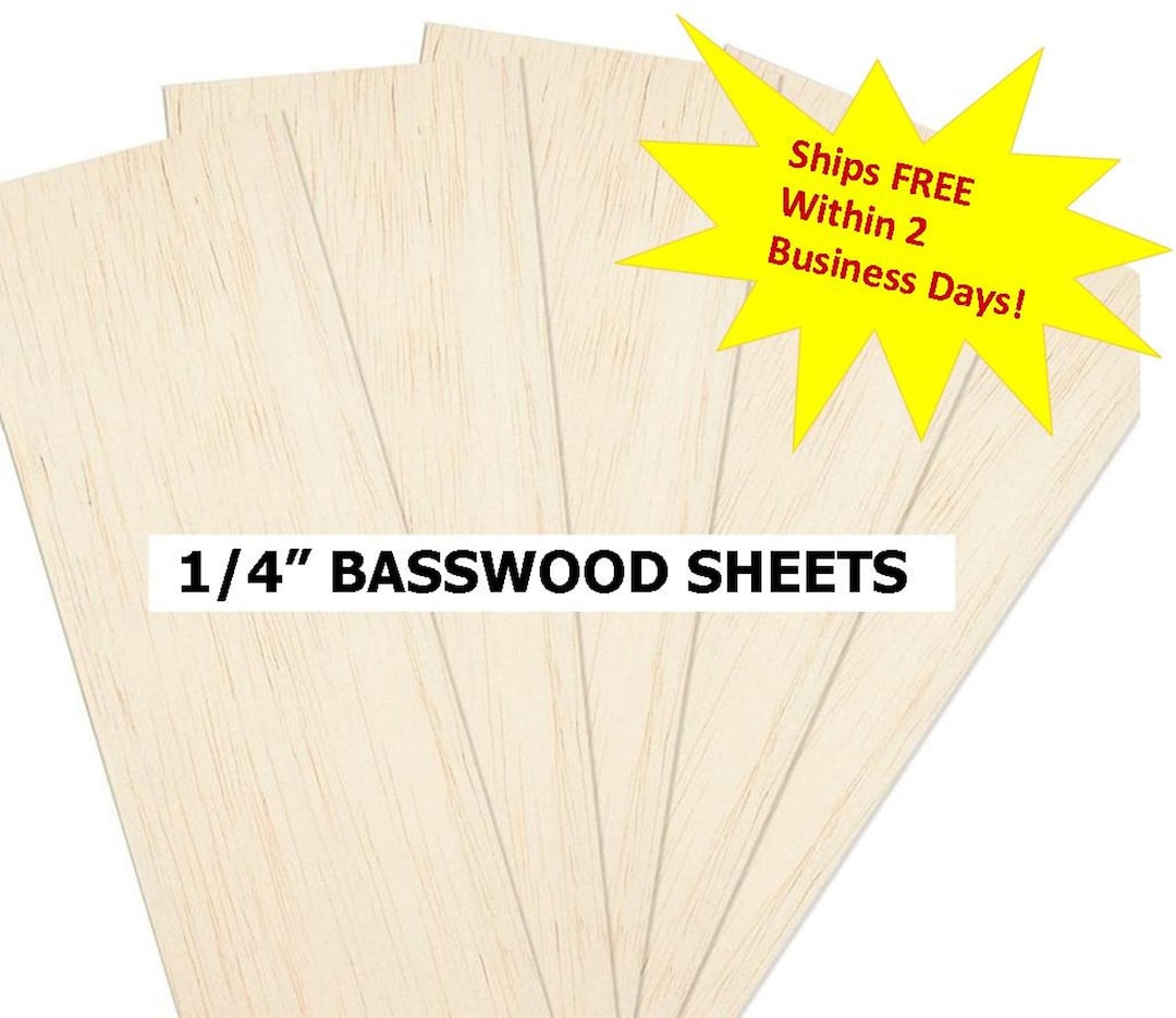 6 BASSWOOD Boards 1/4 X 4 X 24 DIY Dollhouse Thin Wood Sanded Crafts ...