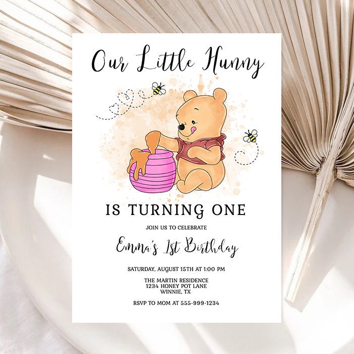 Our Little Hunny is Turning One 1st Birthday Invitation - Etsy