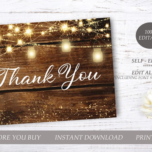 Rustic Barn Thank You Card Bridal Shower Thank You Wedding - Etsy