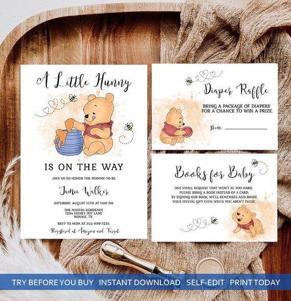 A Little Hunny is on the Way Baby Shower 3 Card Invitation - Etsy