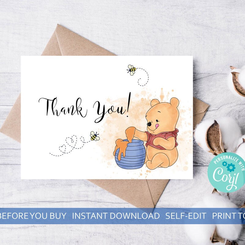 Pooh Thank You Cards - Etsy