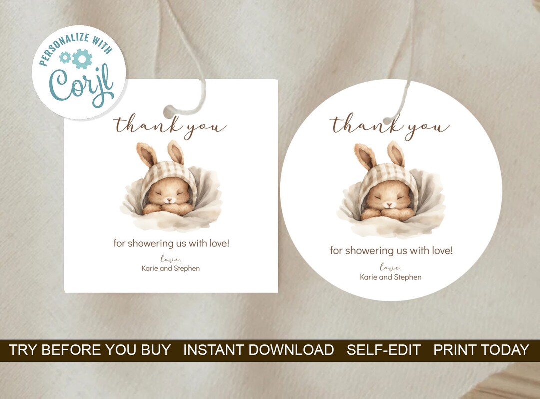 Some Bunny is on the Way Baby Shower Sticker/tag Template Some Bunny ...