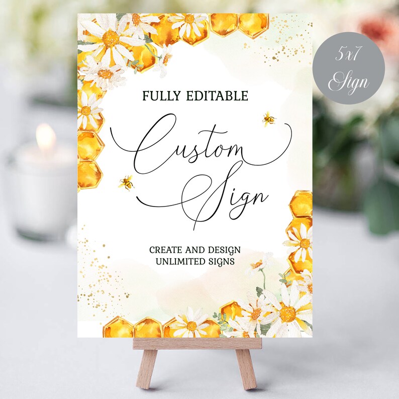 Bee Custom Sign Templates DYI Custom Signs Honeybee | Etsy