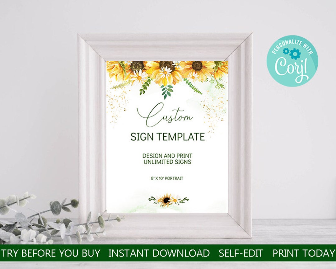 Sunflower Custom Sign Template Our Little Sunflower is Turning One DIY ...