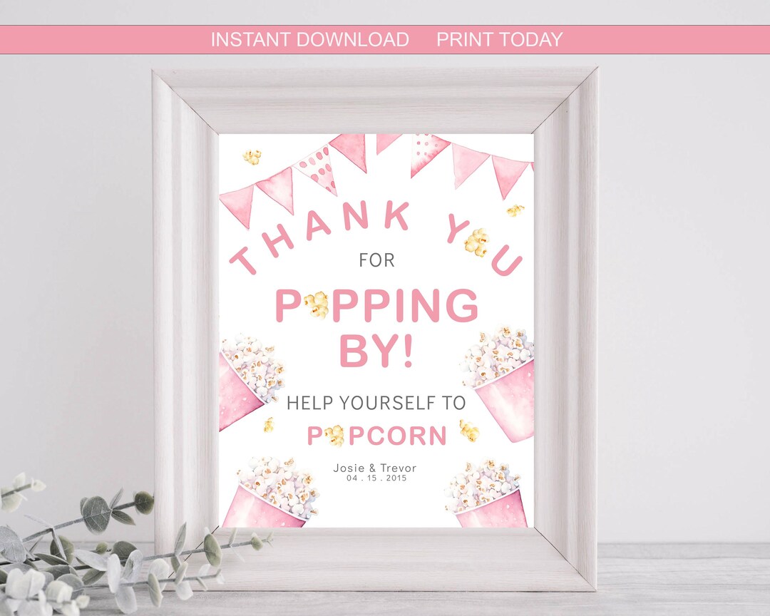 Thank You for Popping by Baby Shower Popcorn Sign Decor She's Ready to ...