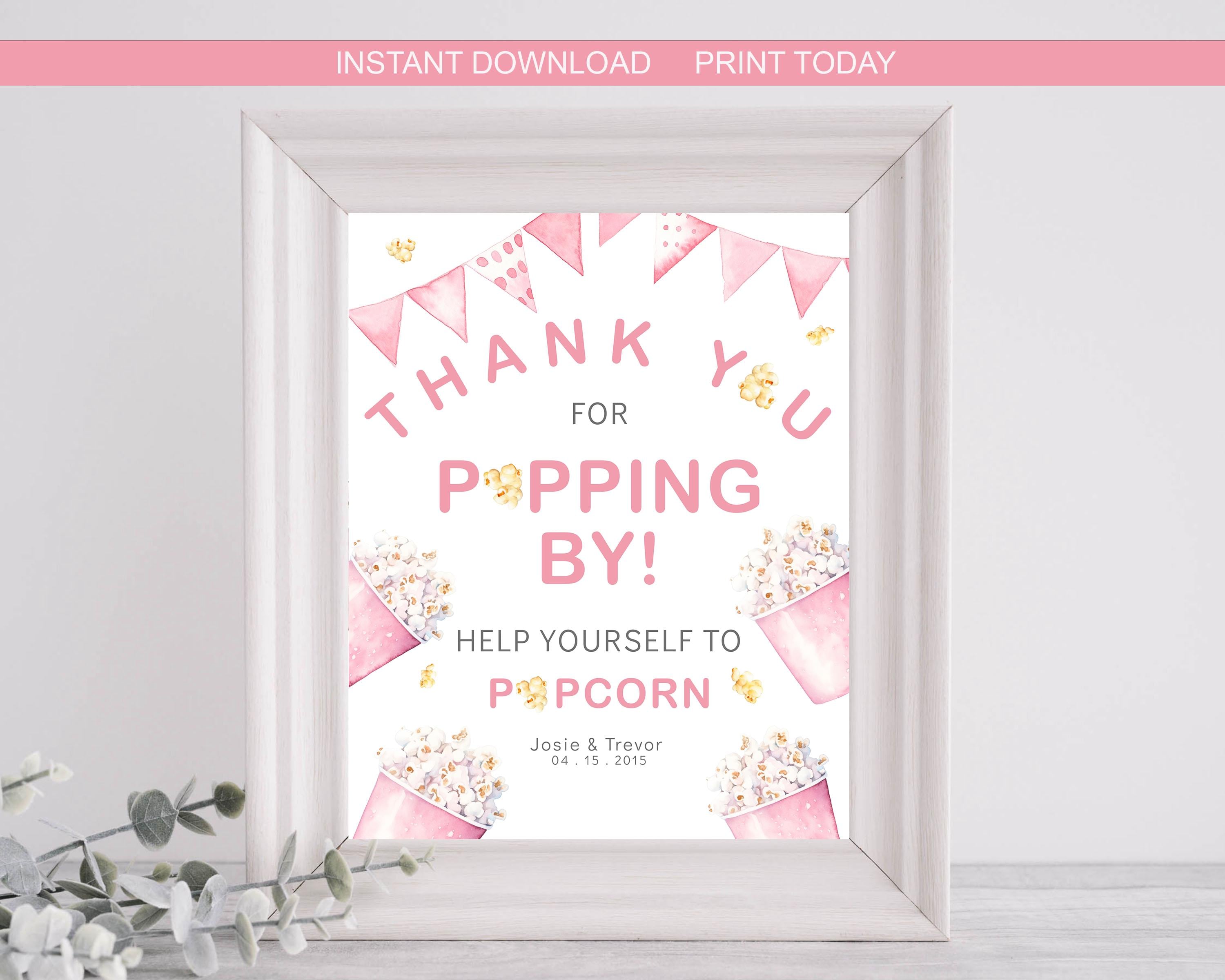 Thank You for Popping by Baby Shower Popcorn Sign Decor She's Ready to ...