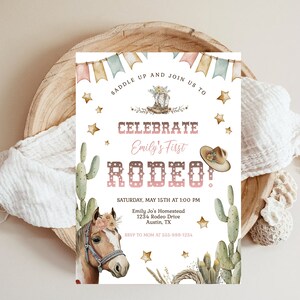First Rodeo Birthday Party Invitation Template Saddle up Girl's Rodeo ...