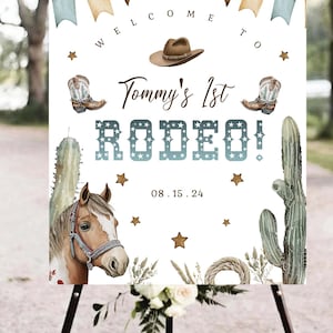 1st Rodeo Birthday Party Welcome Sign Template Cowboy Rodeo 1st ...
