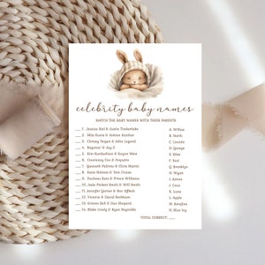 Celebrity Baby Name Game Some Bunny is on the Way Baby Shower Game ...