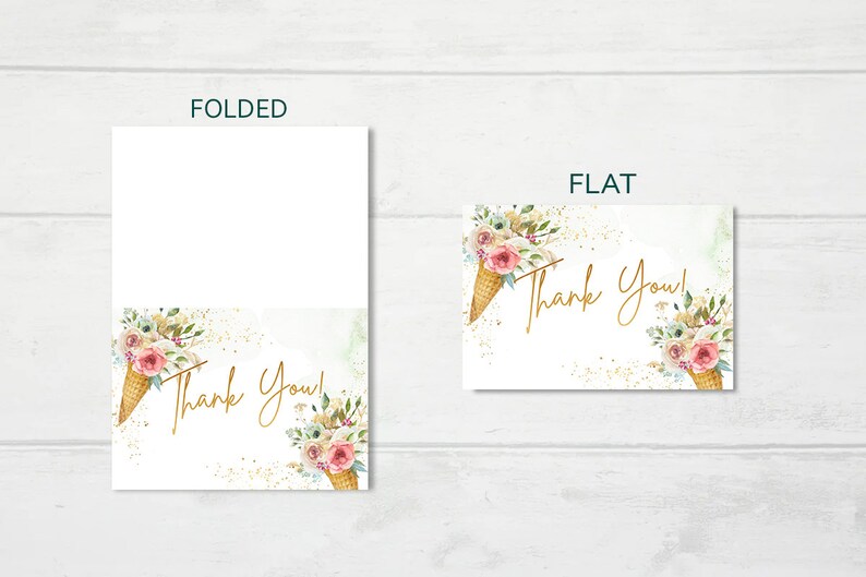 Ice Cream Theme Thank You Card Template She's Been Scooped | Etsy