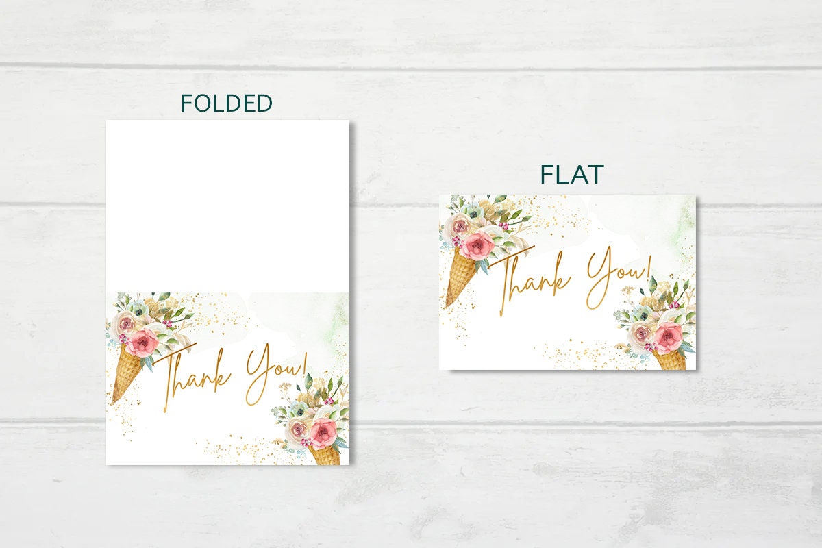 Ice Cream Theme Thank You Card Template She's Been Scooped - Etsy