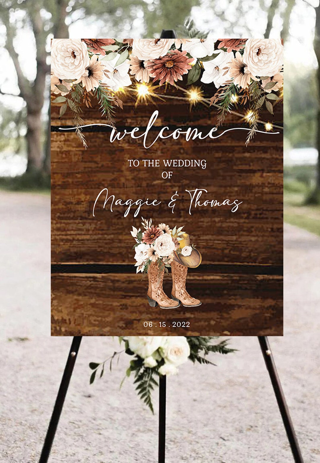 Rustic Boho Wedding Welcome Sign Template Boho Cream Rust Floral ...