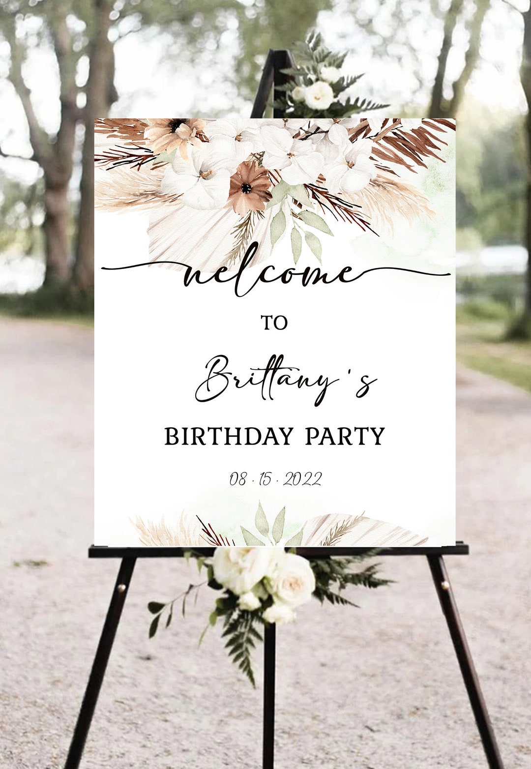 Boho Welcome to Birthday Sign Template Boho Rust White Floral - Etsy