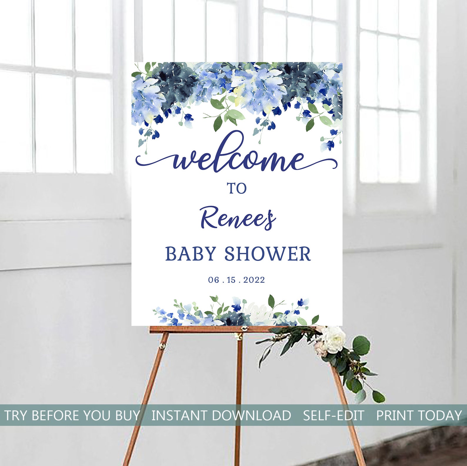 Baby Shower Welcome Sign Template Baby Boy Shower Oh Boy | Etsy