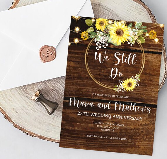 Rustic Country Sunflower We Still Do Wedding Anniversary - Etsy