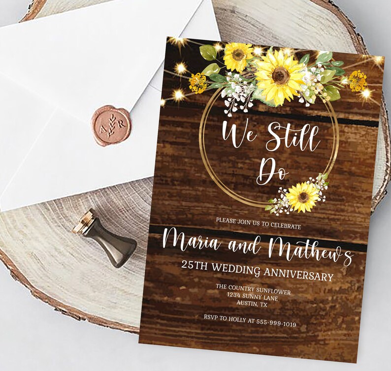 Rustic Country Sunflower We Still Do Wedding Anniversary - Etsy