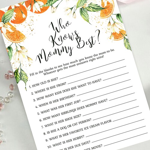 Who Knows Mommy Best Editable Baby Shower Game Instant - Etsy