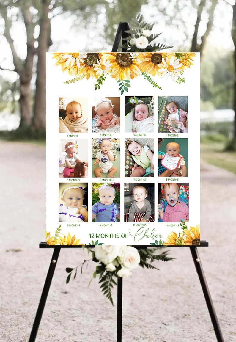 Sunflower Monthly Photo Collage Poster Template Our Little - Etsy