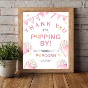 Thank You for Popping by Baby Shower Popcorn Sign Decor She's Ready to ...