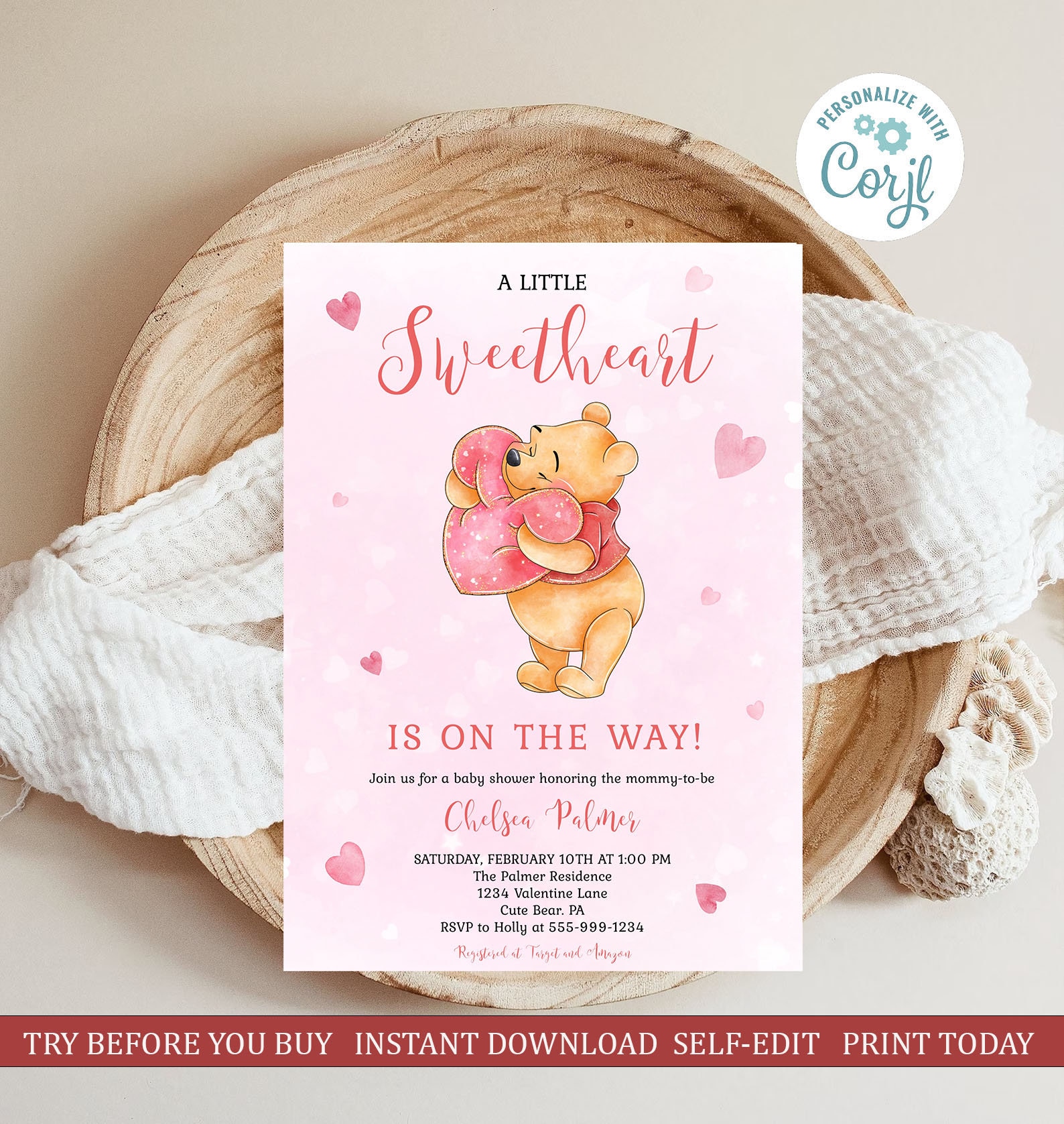 Winnie the Pooh A Little Sweetheart is on the Way Baby Shower ...