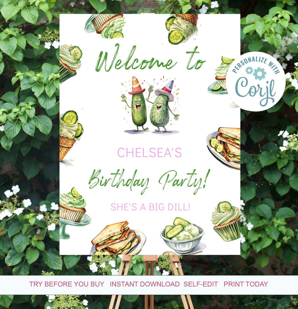 Big Dill Birthday Party Welcome Sign/poster Template Pickle Birthday ...