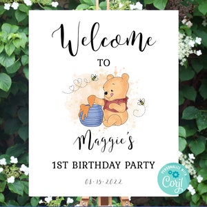Our Little Hunny is Turning One 1st Birthday Welcome Sign | Etsy